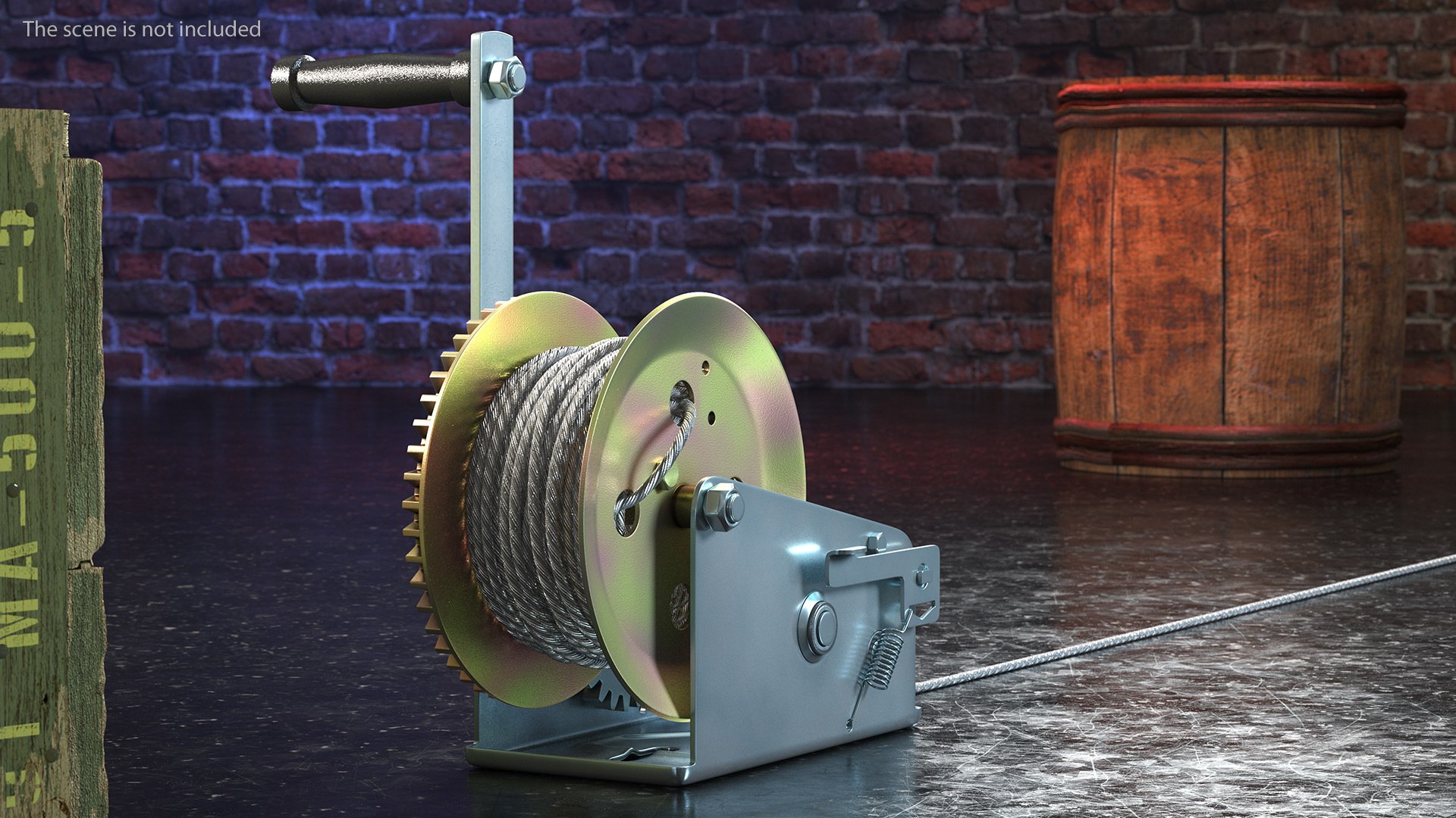 Heavy Duty Hand Winch With Steel Cable 3D Model - TurboSquid 1864961