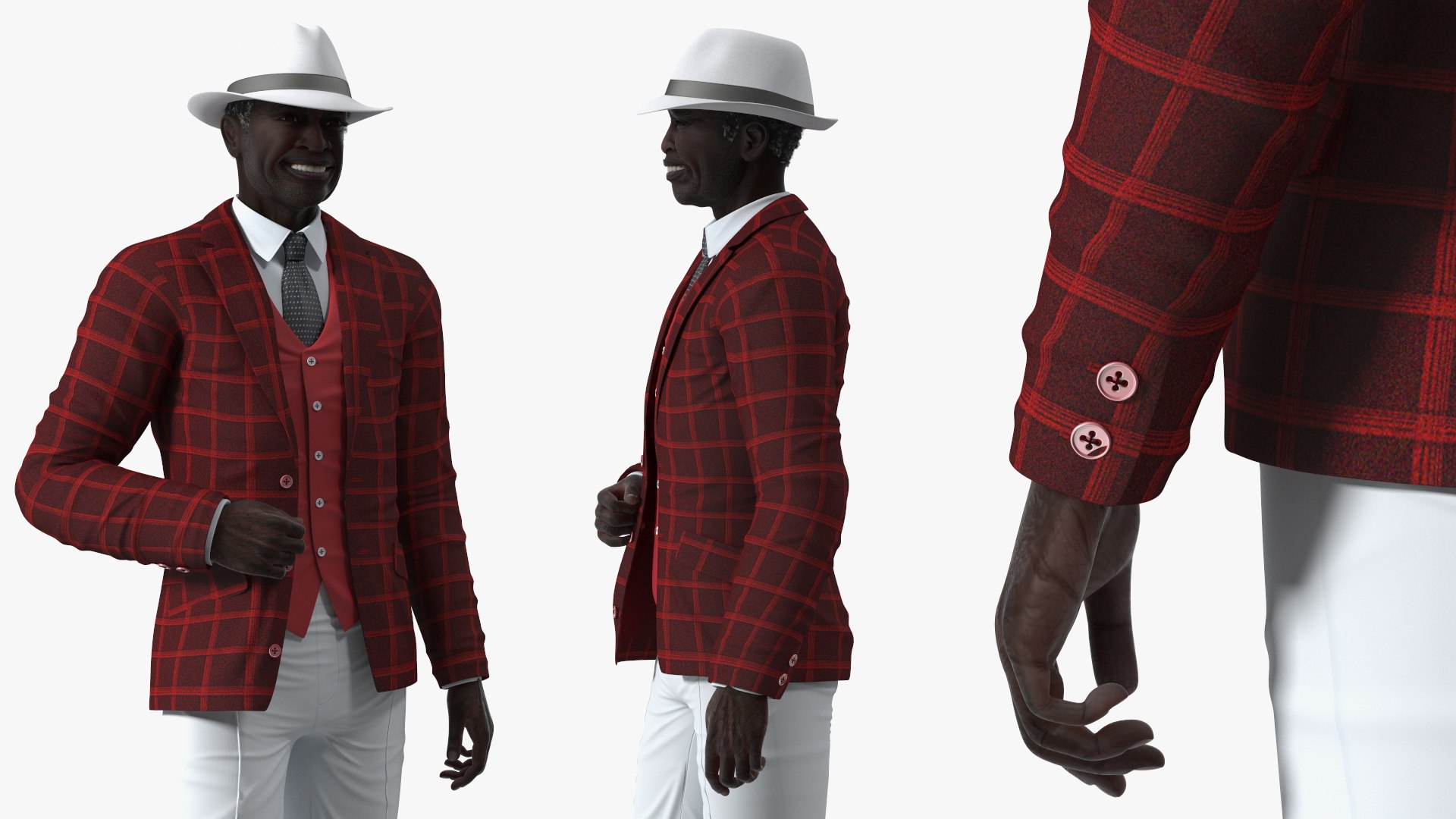 3D model Afro American Grandpa Party Outfit Standing - TurboSquid 2015334