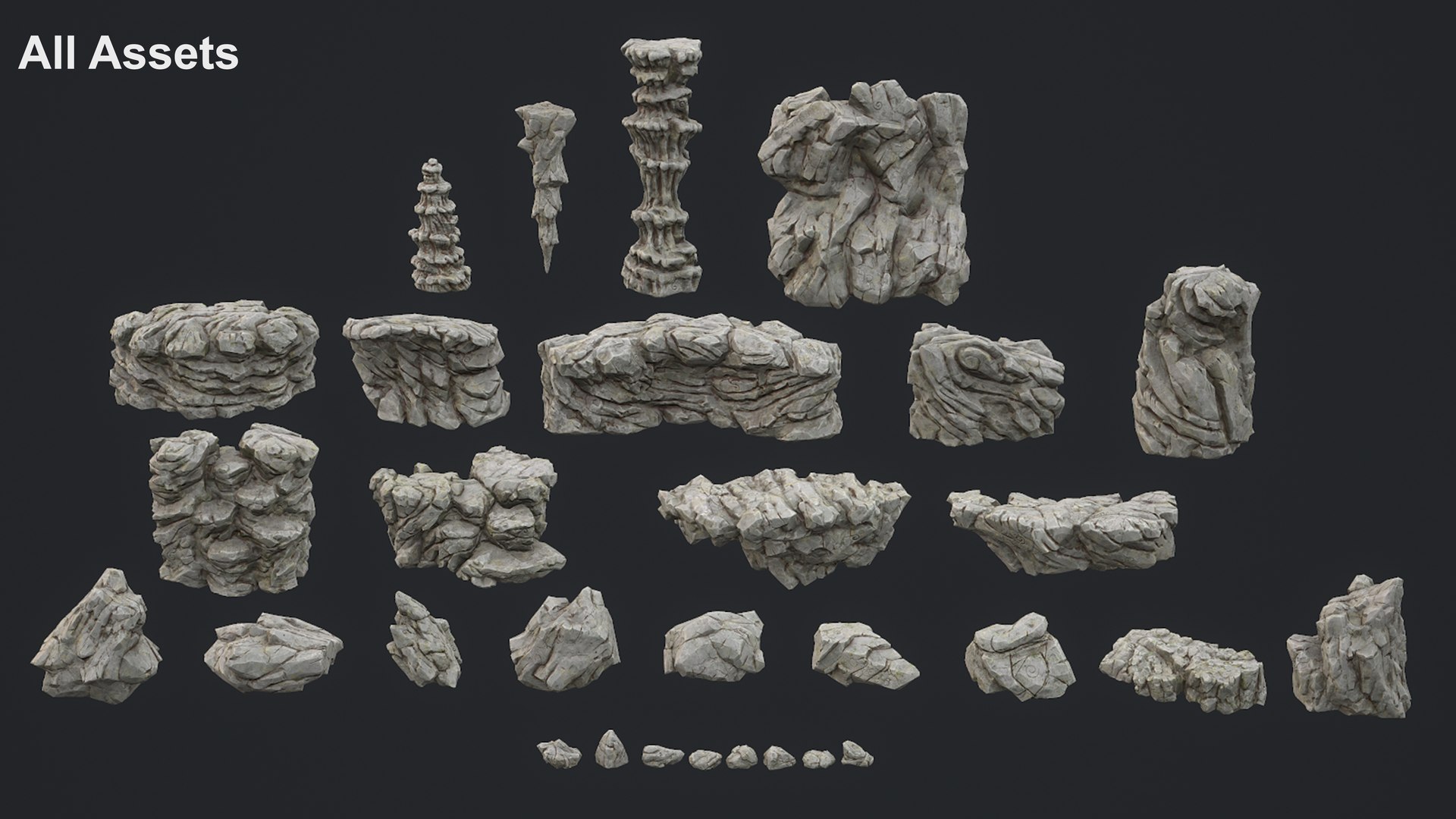 Pack Stylized Rocks Model - TurboSquid 1705848