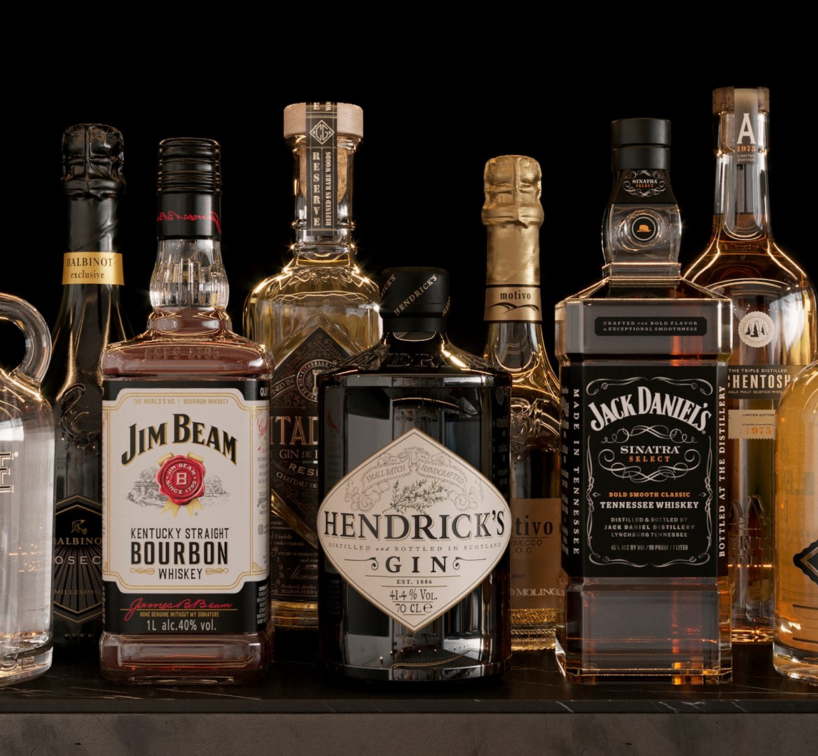 3D Bar Set 2 Liquor Bottles 3D Model - TurboSquid 2156649