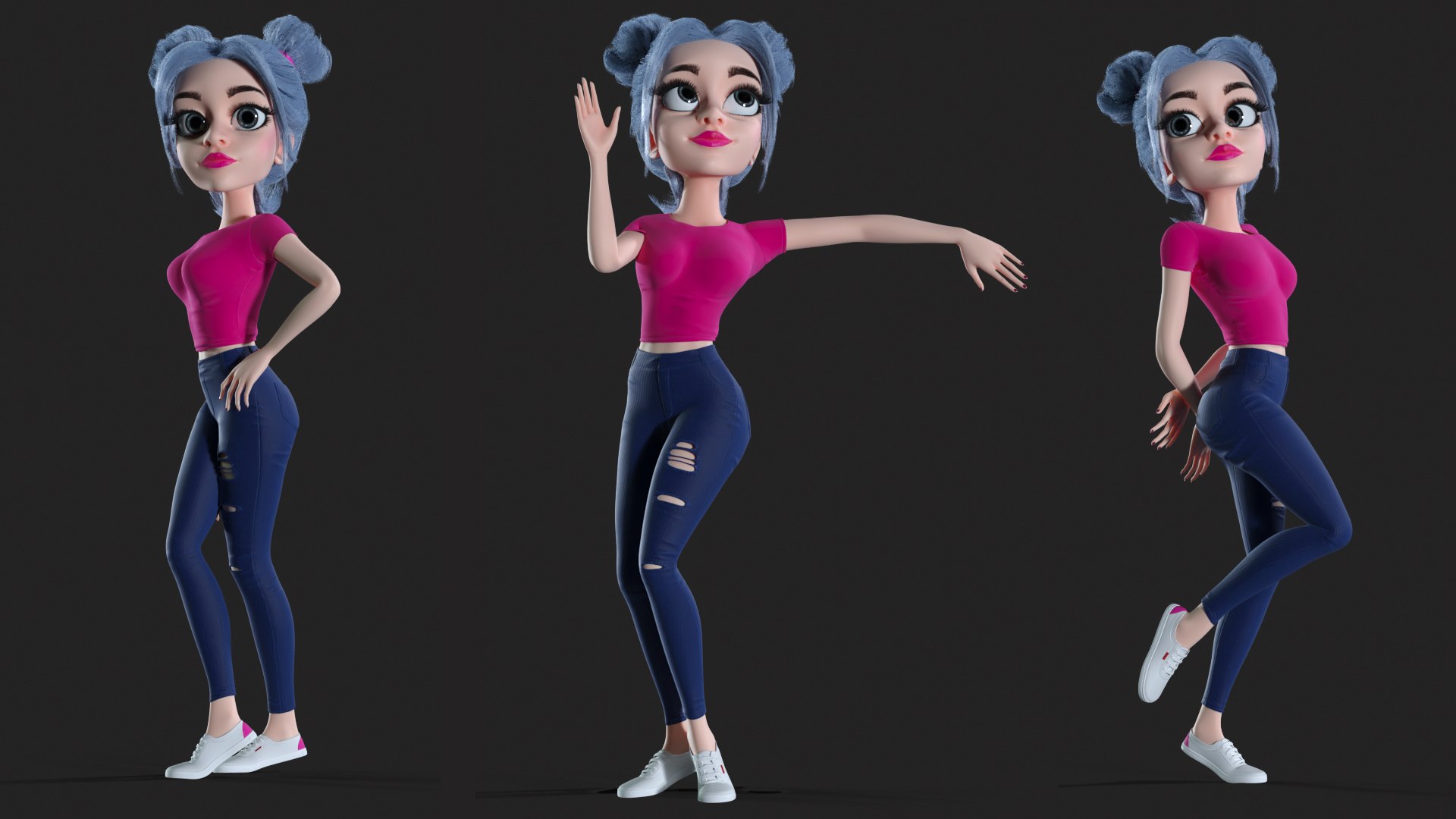 Girl Cartoon Animated 4 model - TurboSquid 2079086
