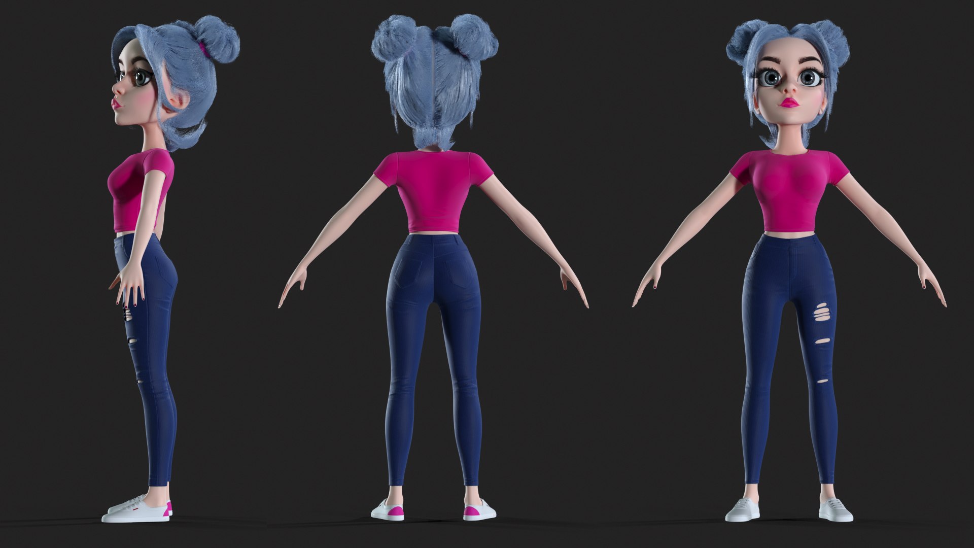 Girl Cartoon Animated 4 model - TurboSquid 2079086