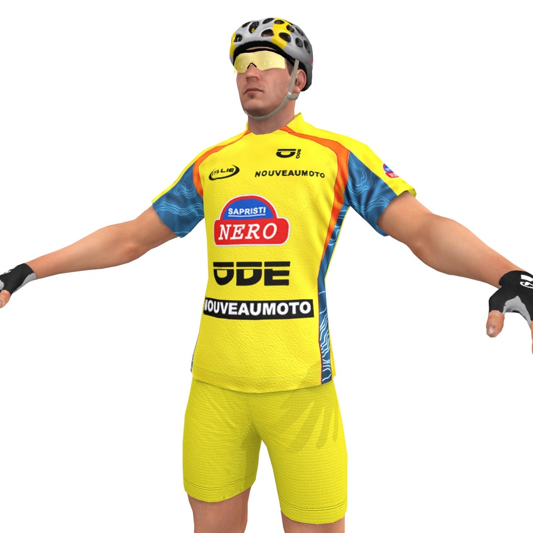 3d model racing bicyclist man