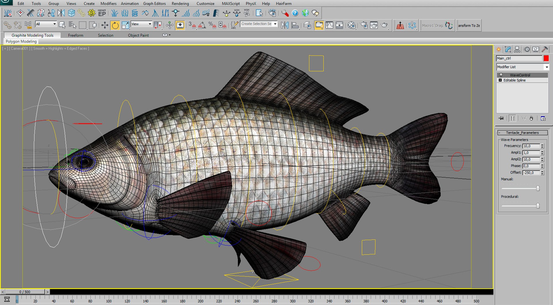 3d model gibel carp prussian animation