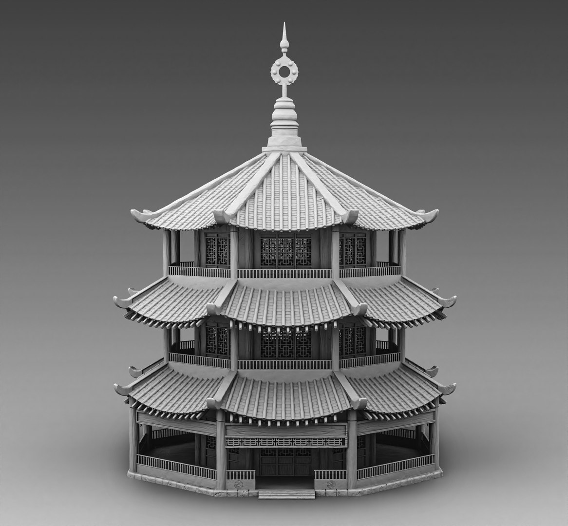 3D Round Chinese Building Model - TurboSquid 1948130