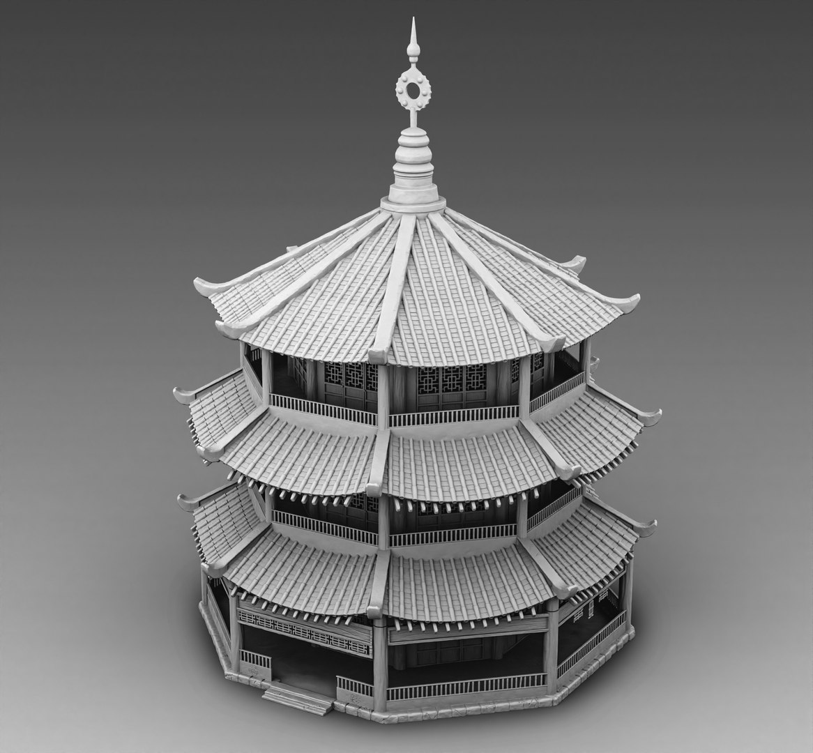 3D Round Chinese Building Model - TurboSquid 1948130