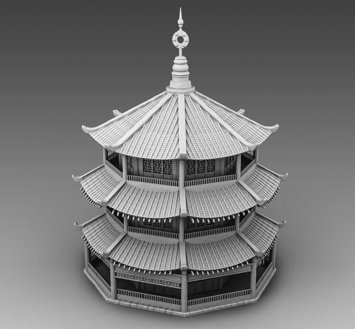 3D Round Chinese Building Model - TurboSquid 1948130