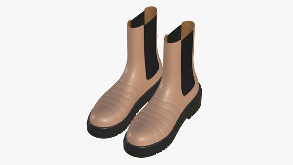 3D Realistic Leather Boots For Women Cream model - TurboSquid 1951265