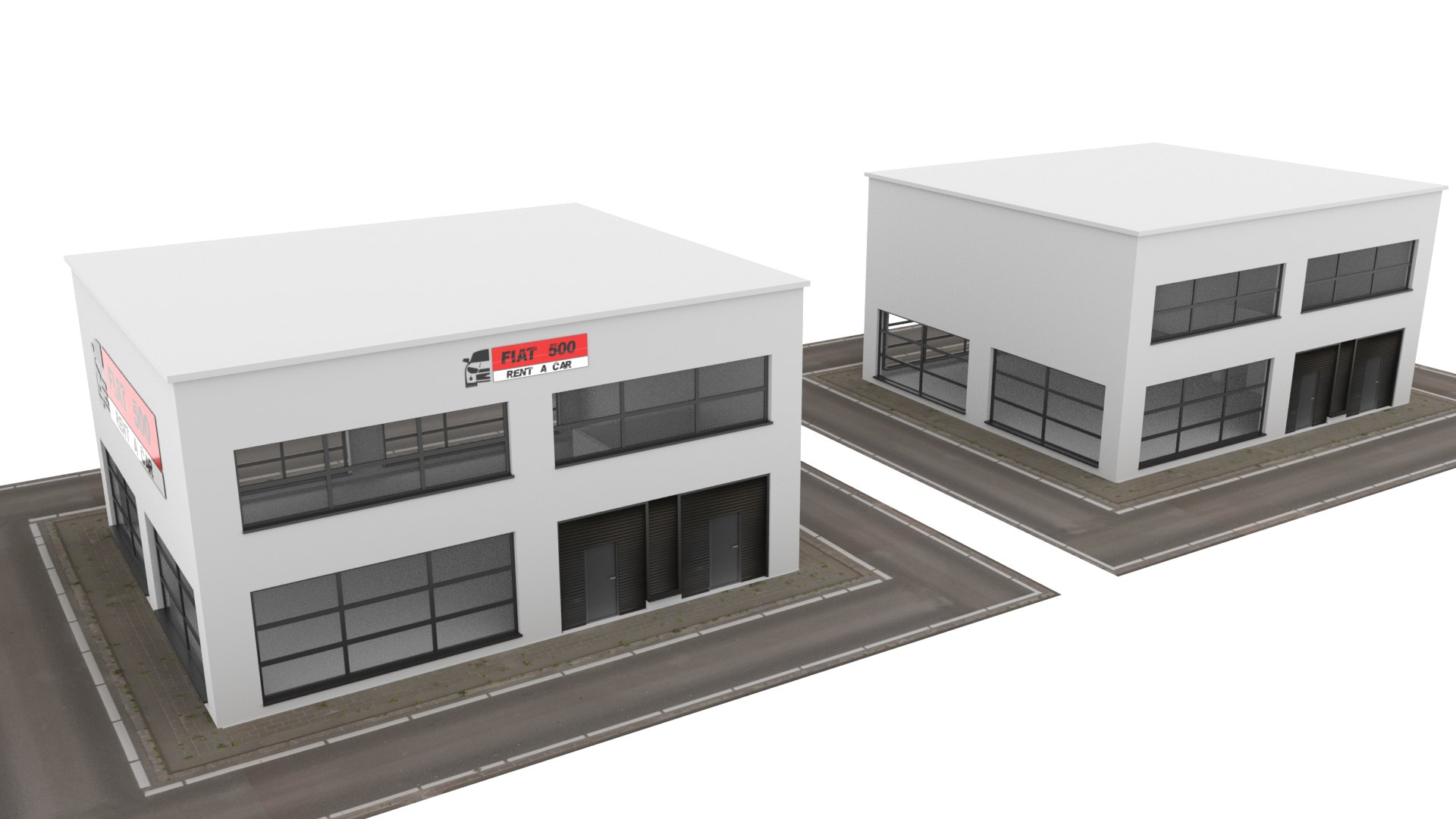 3D Low Poly Car Rental Building - TurboSquid 1888395