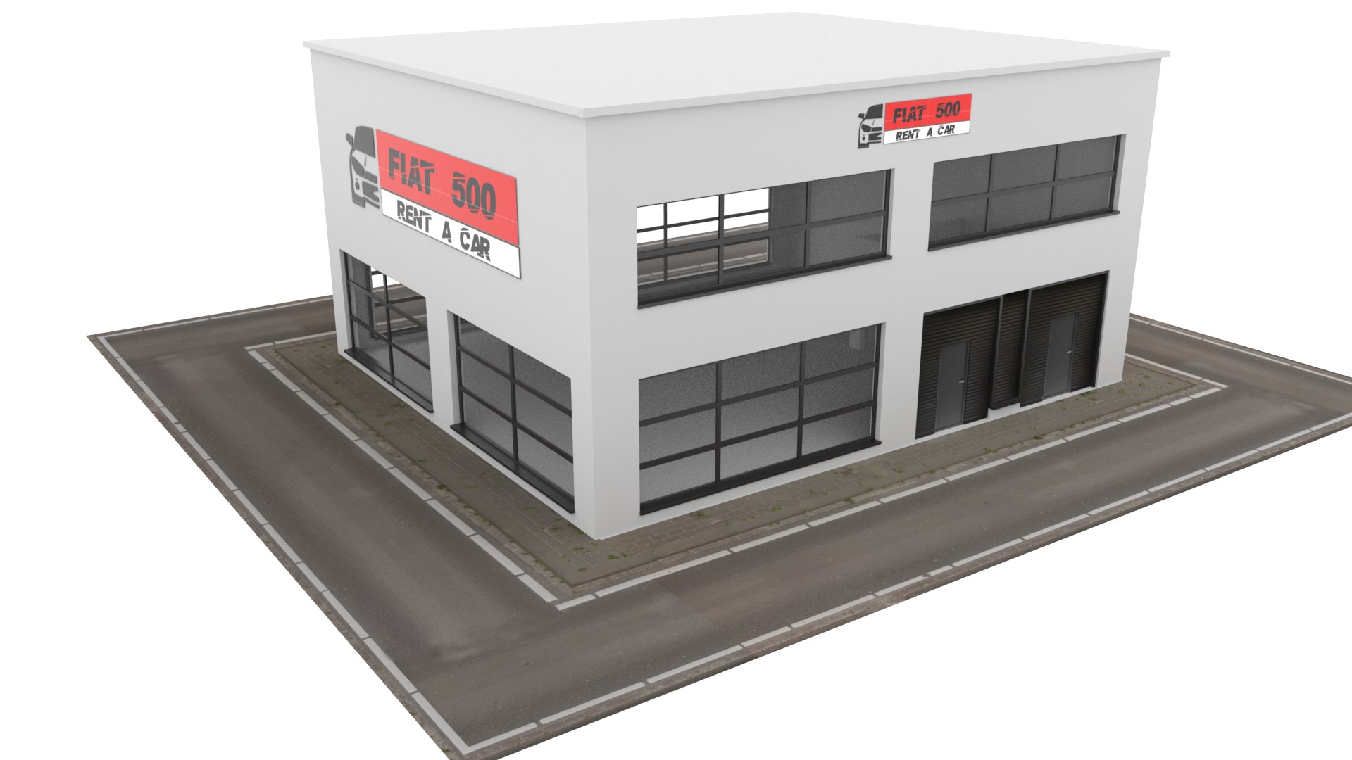 3D Low Poly Car Rental Building - TurboSquid 1888395