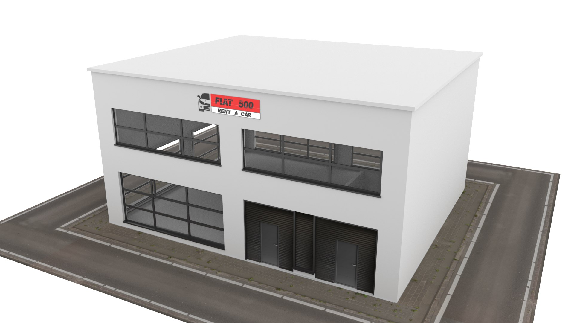 3D Low Poly Car Rental Building - TurboSquid 1888395