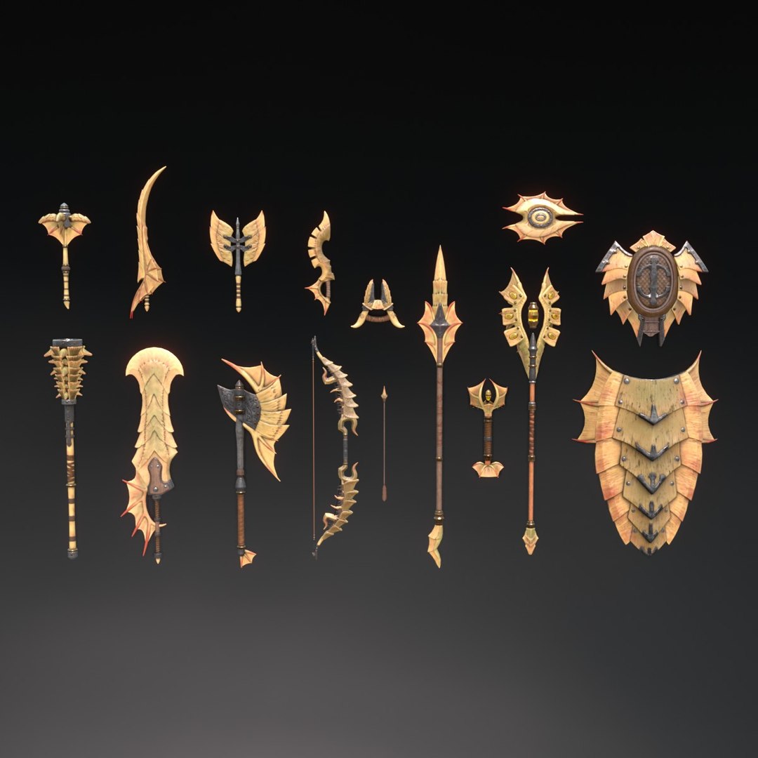 Fantasy Chitin Weapon Set 3D Model - TurboSquid 1940161