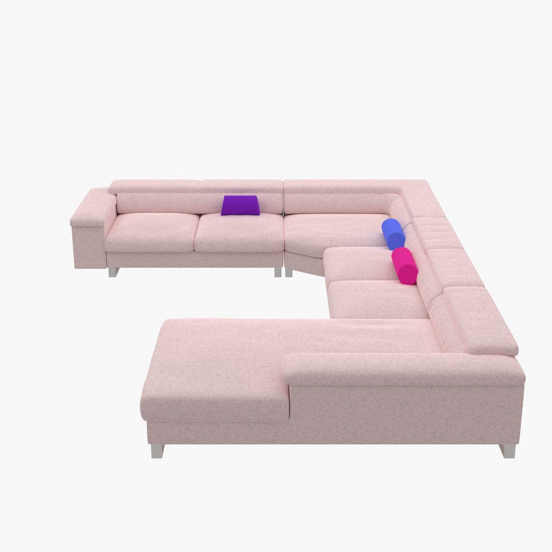 Pink Sectional Sofa 3D - TurboSquid 1769633