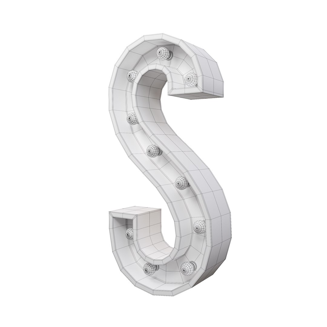 3D Marquee Letter S Light Bulb Wooden Glow Sign Model - TurboSquid 1974629