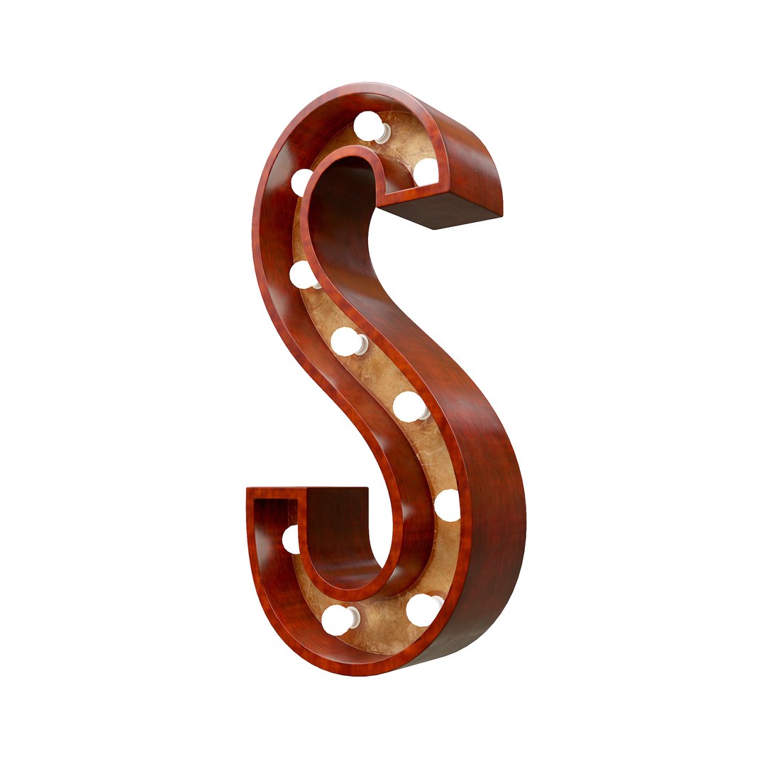 3D Marquee Letter S Light Bulb Wooden Glow Sign Model - TurboSquid 1974629