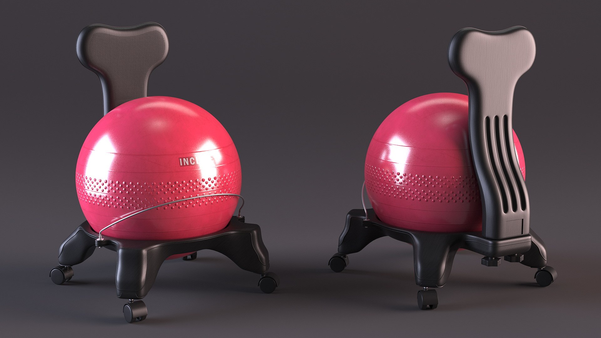 Gaiam Chair Black With Pink Ball 3D Model - TurboSquid 2152624