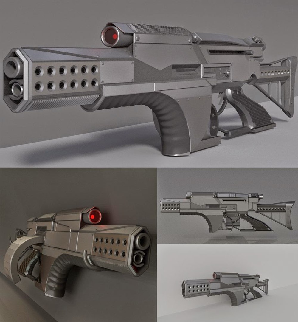 High-poly Futuristic Weapon Concept 3d Dxf