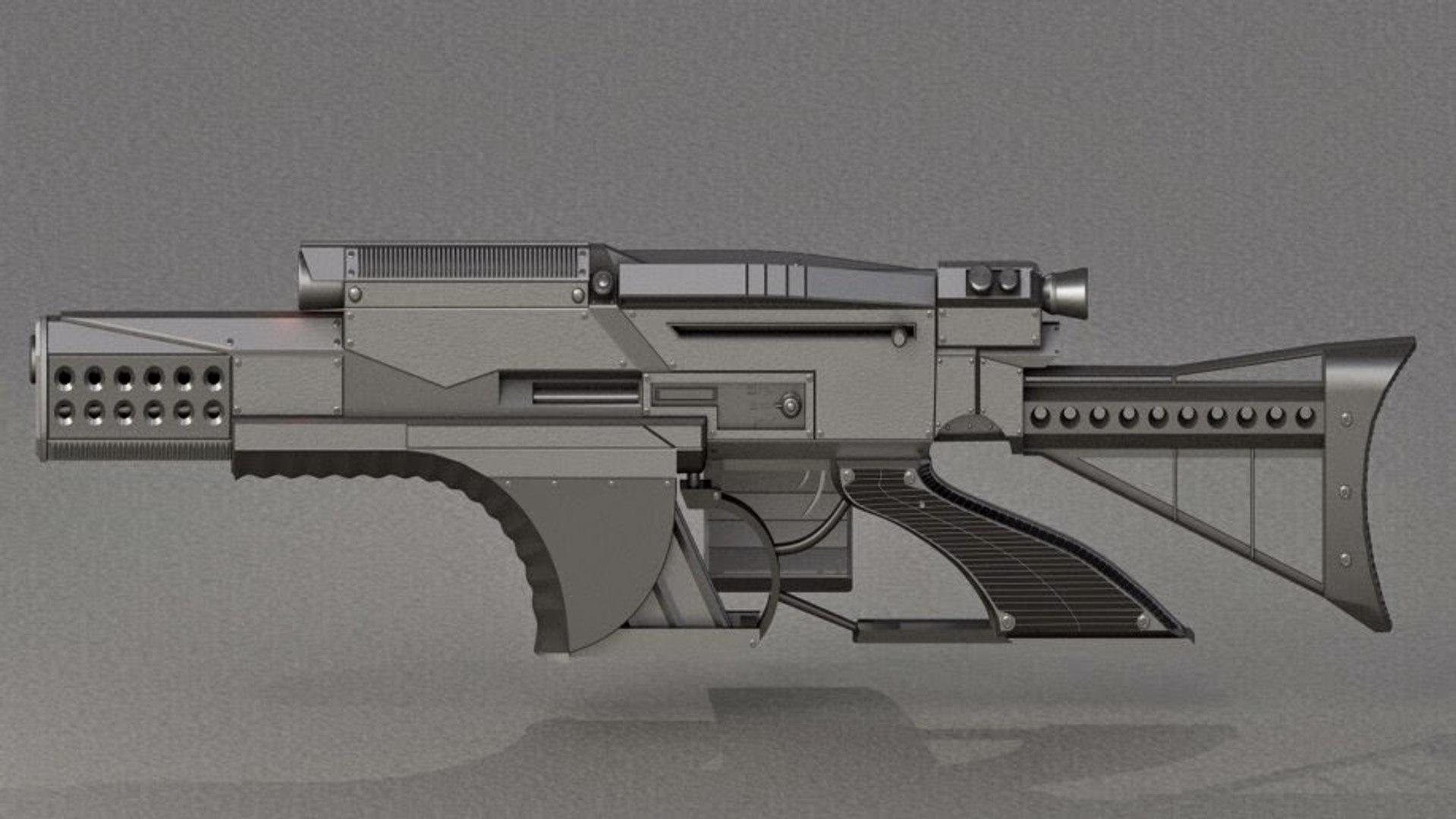 High-poly Futuristic Weapon Concept 3d Dxf