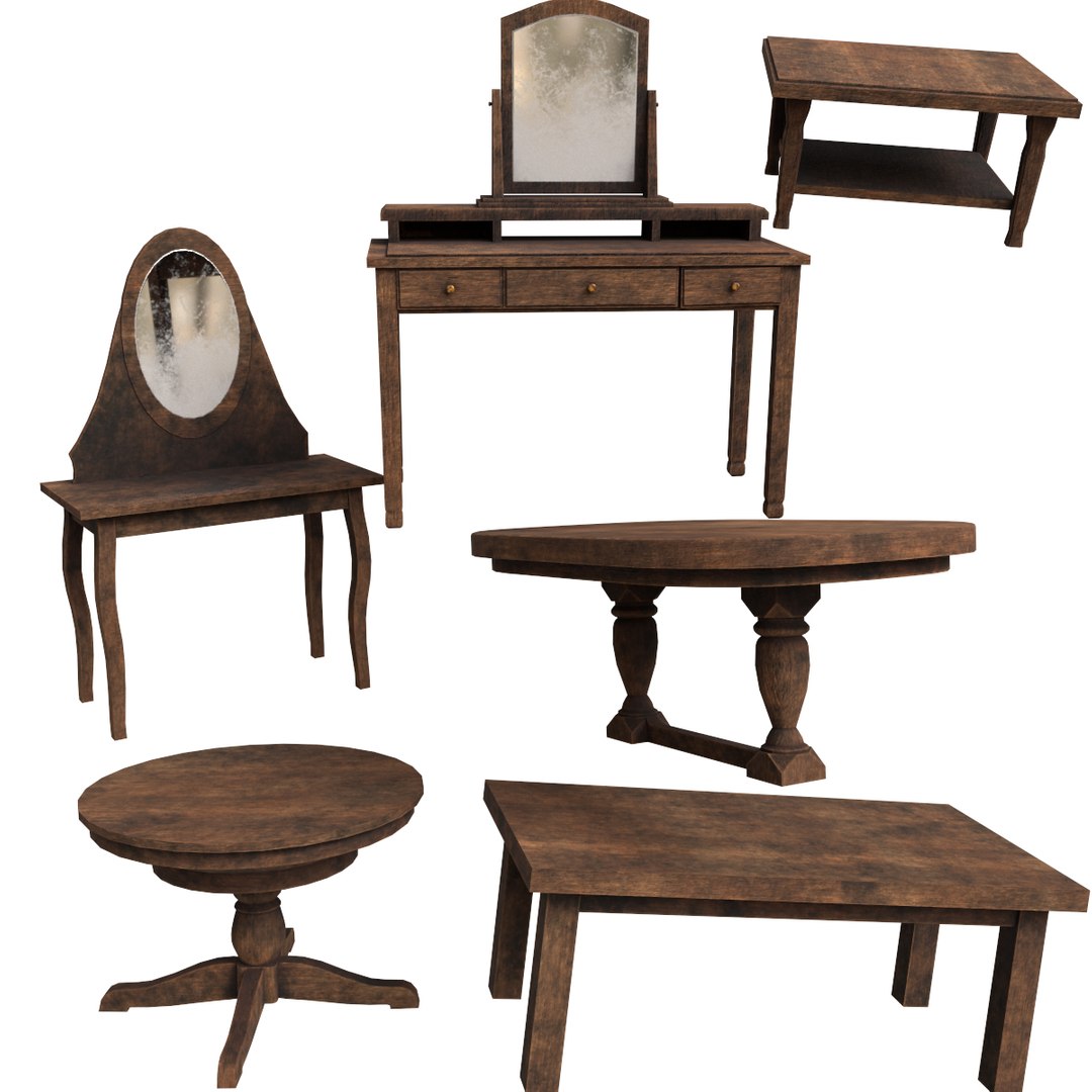 Set Of 6 Old Tables 3D - TurboSquid 2071297