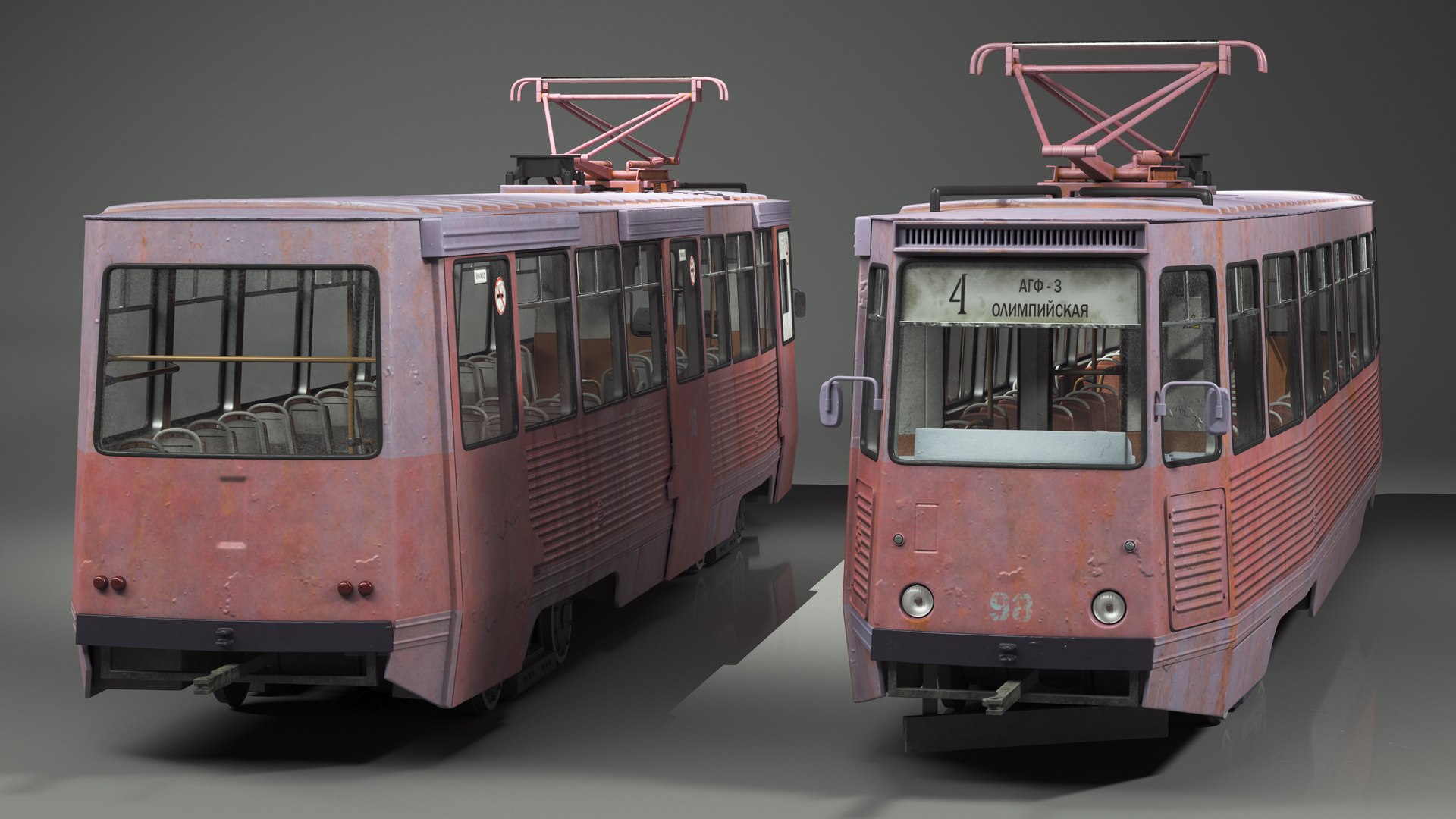 3D Retro Tram KTM-5 Old Rigged model - TurboSquid 2128332