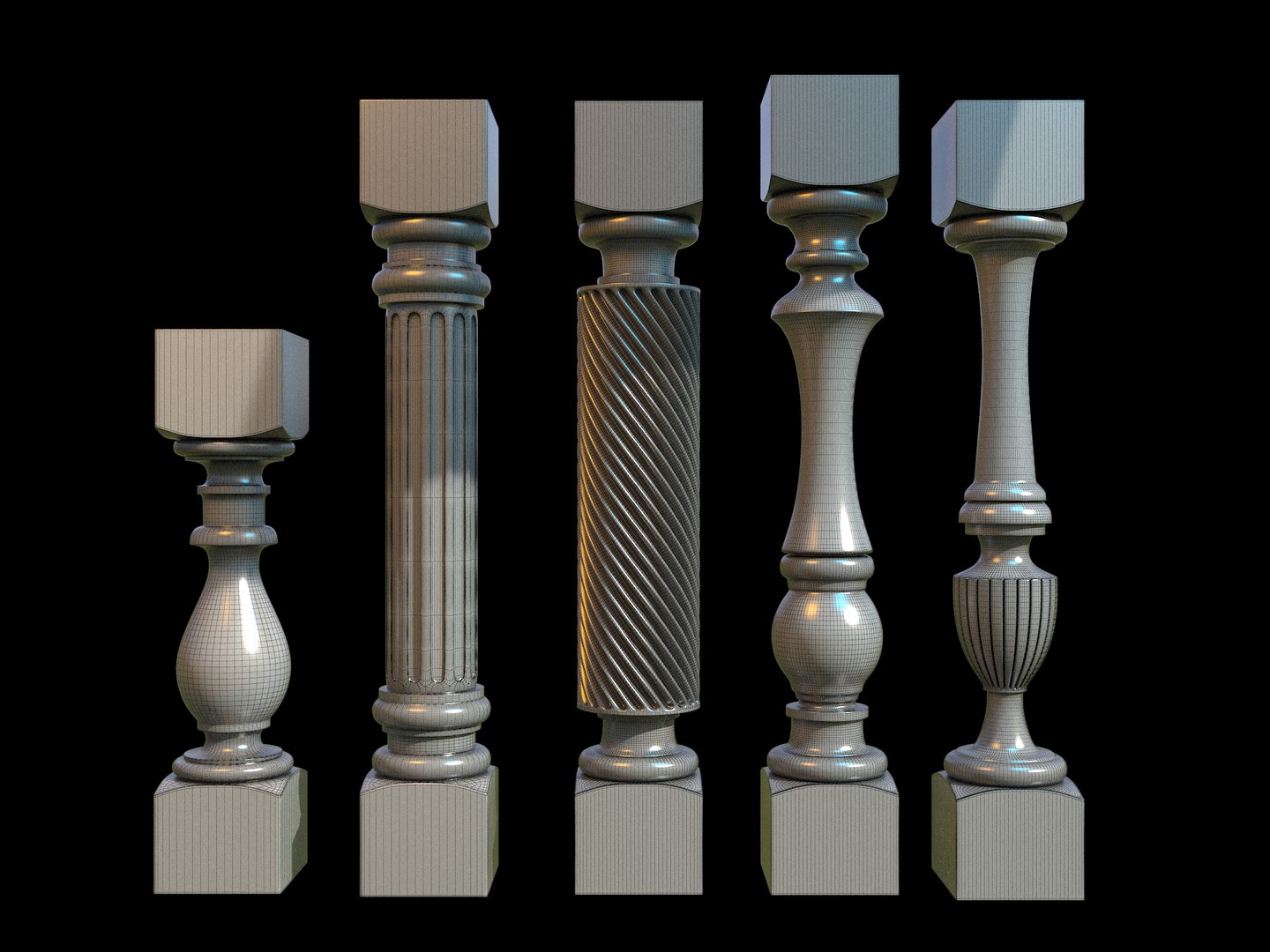 Baluster Parapets Architectural 3D Model - TurboSquid 1612946