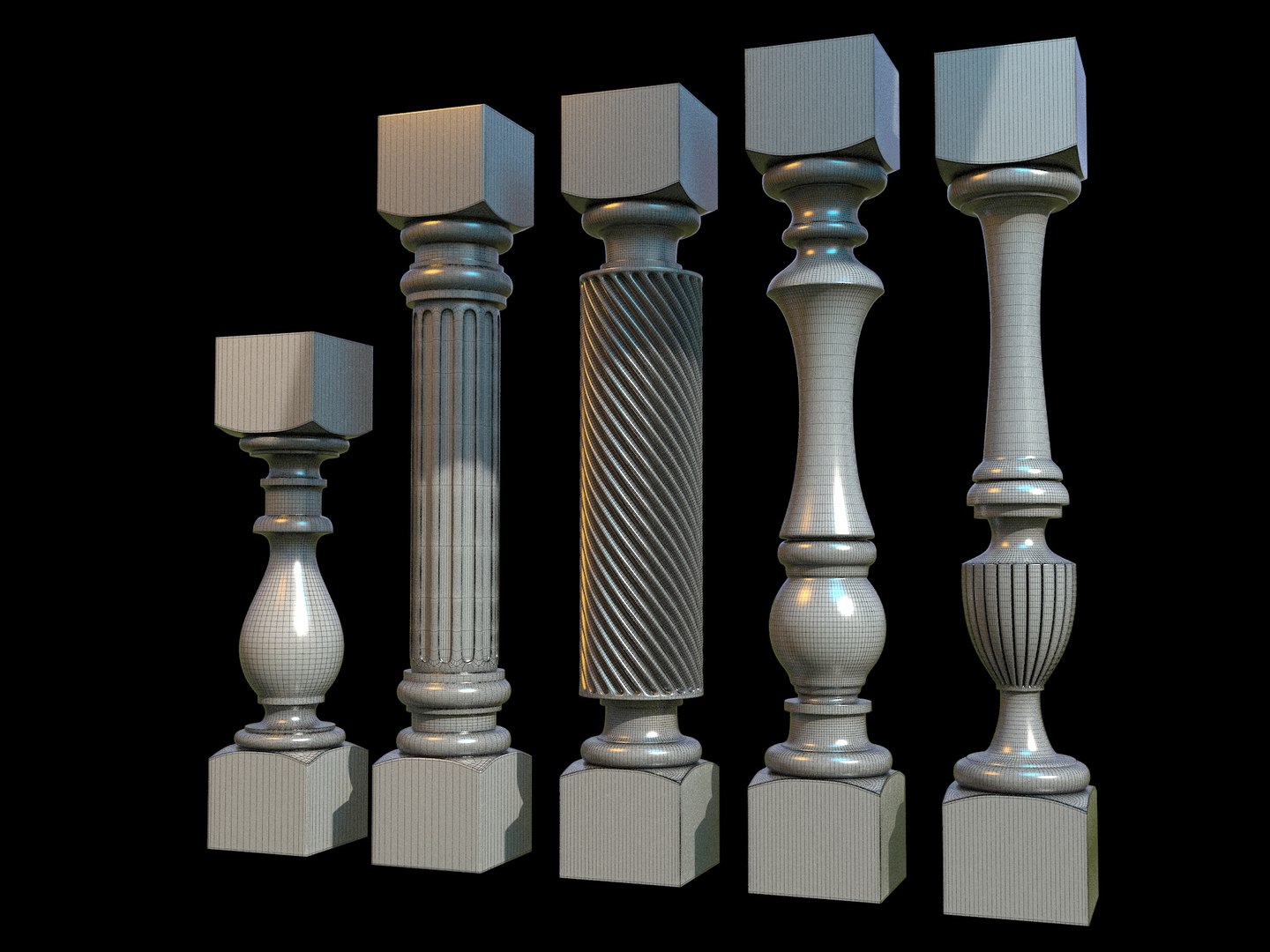 Baluster Parapets Architectural 3D Model - TurboSquid 1612946