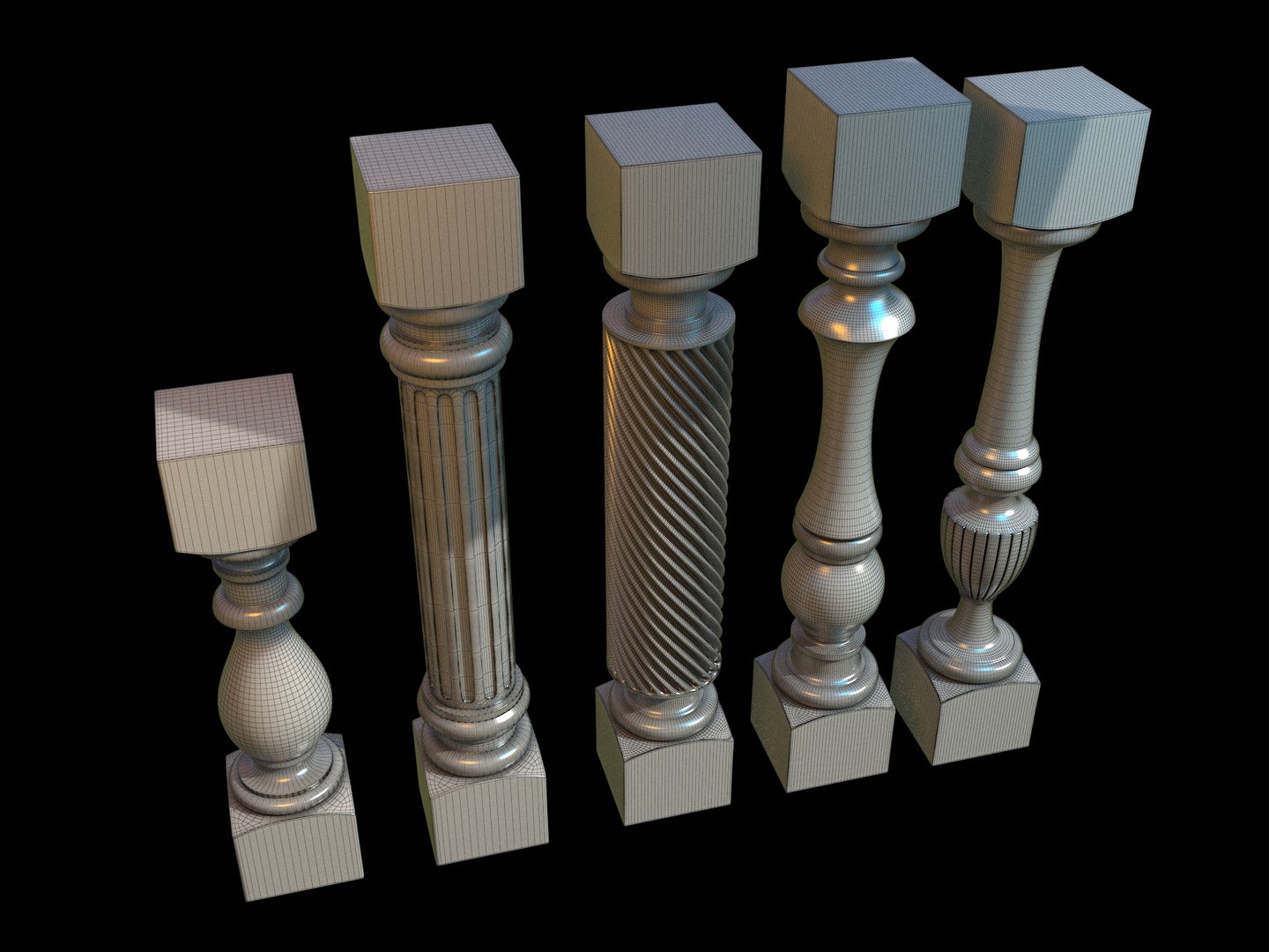 Baluster Parapets Architectural 3D Model - TurboSquid 1612946