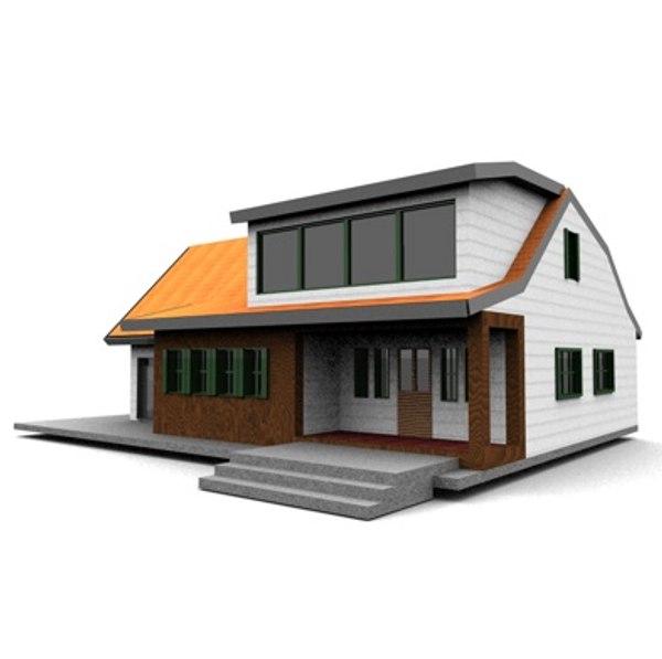 3d model american neighborhood house
