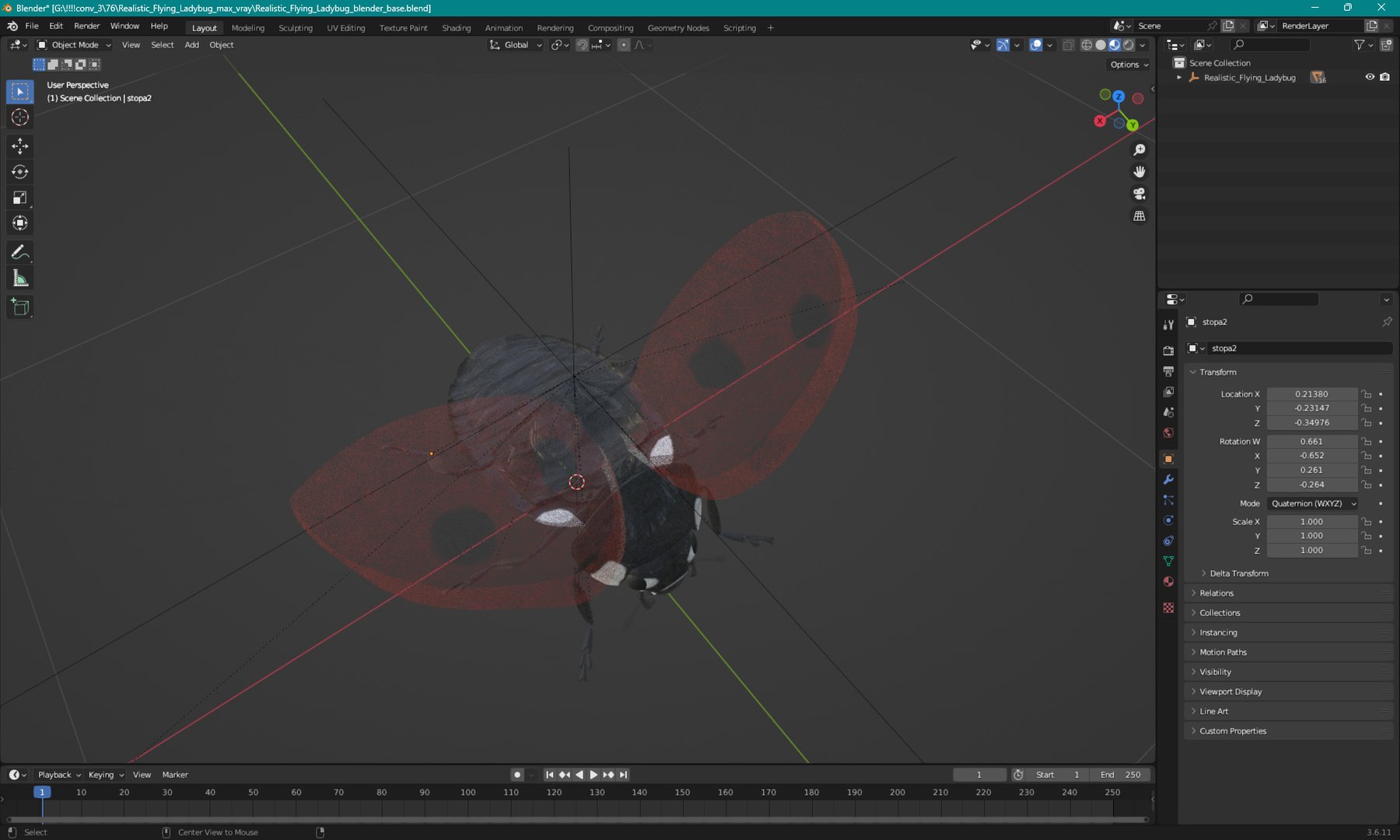 3D Realistic Flying Ladybug Model - TurboSquid 2326303