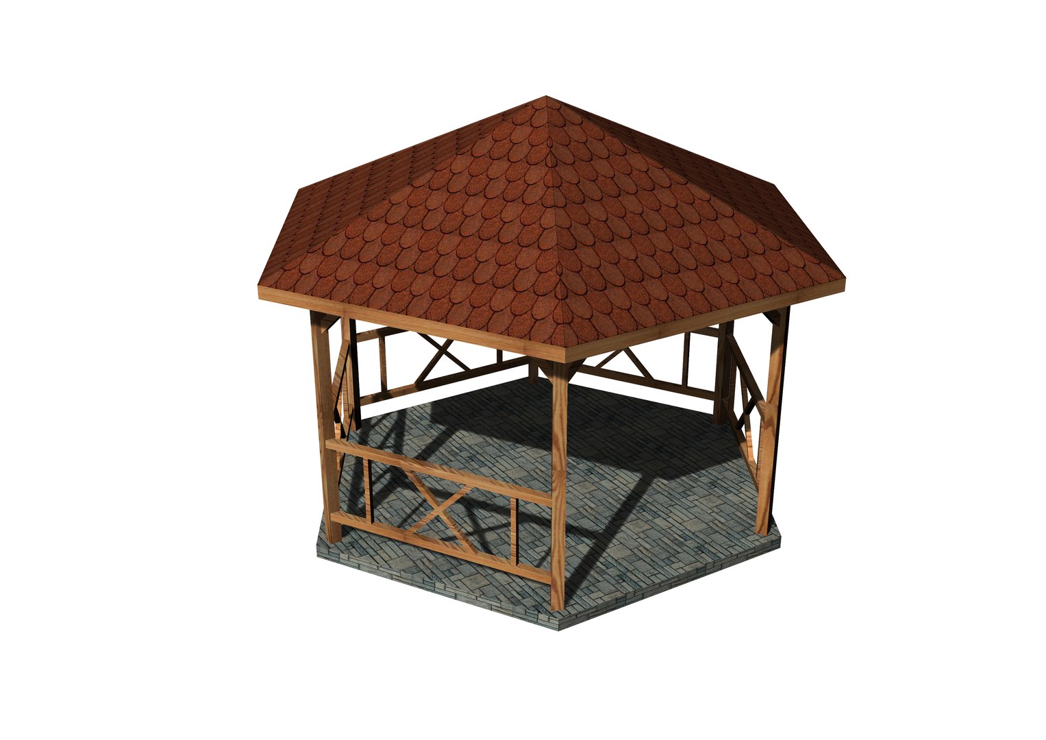 Wooden gazebo model - TurboSquid 1374777