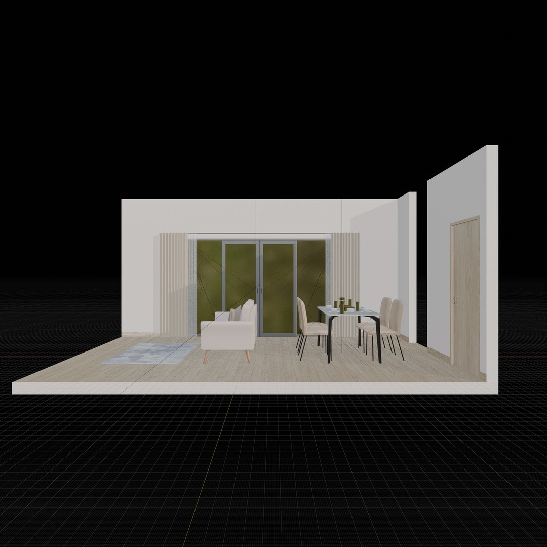 Isometric Dining Living Room With Wooden Floor 3D Model - TurboSquid ...