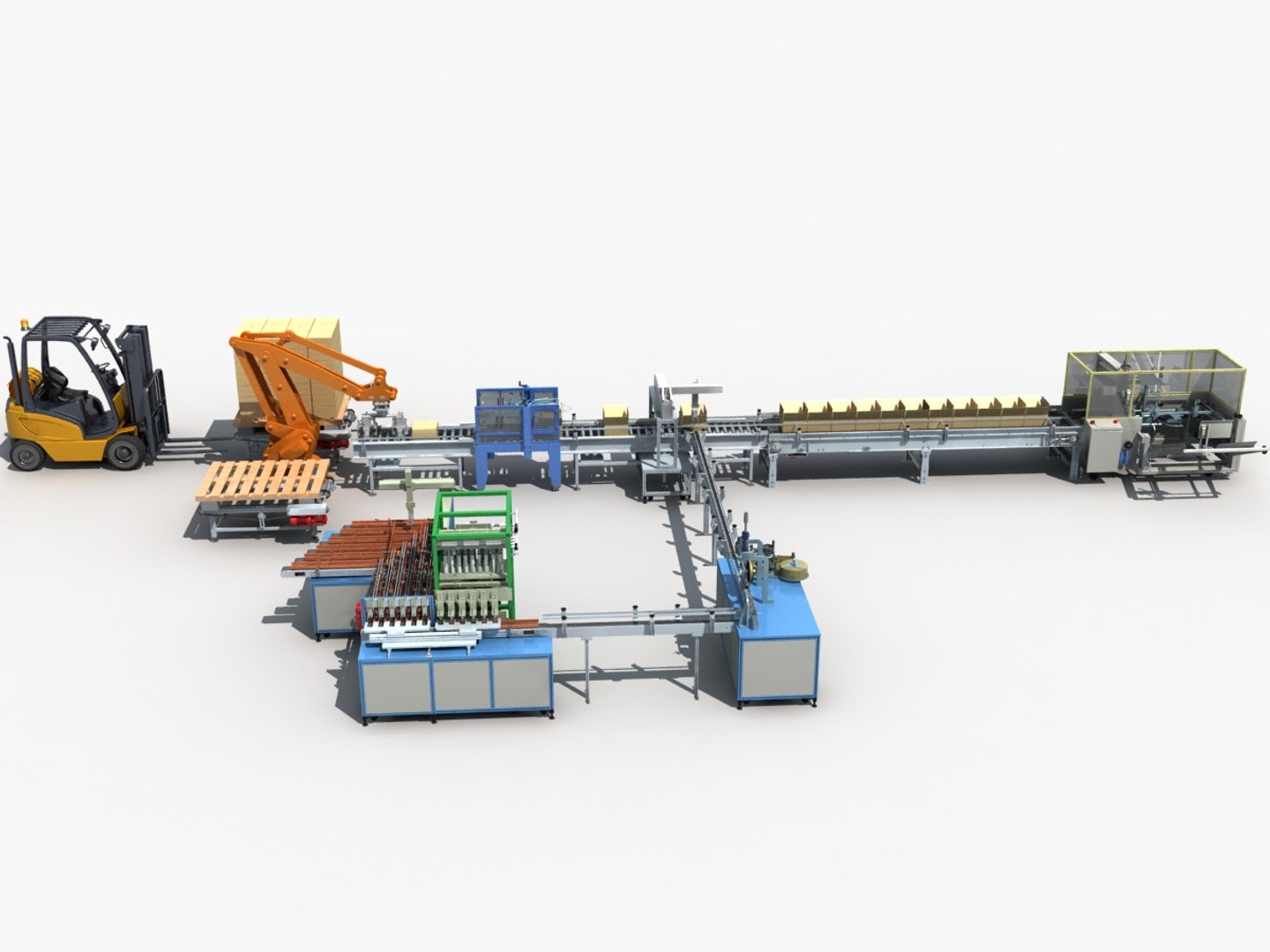 Automatic Production Packing Line 3D Model - TurboSquid 1206725