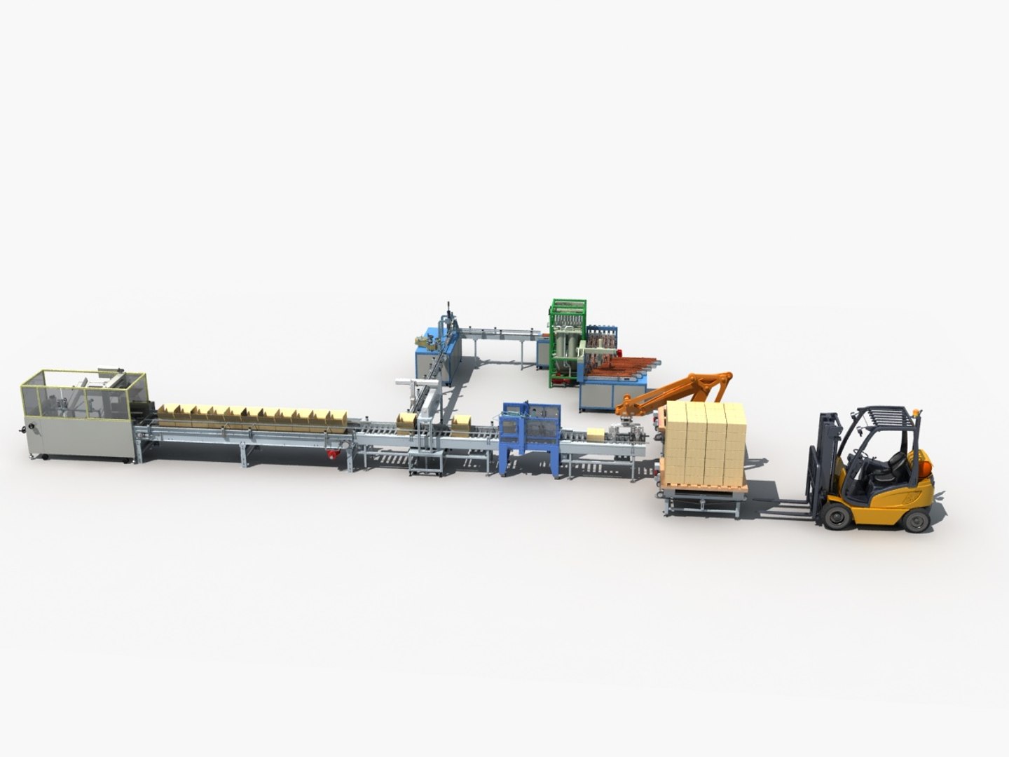 Automatic Production Packing Line 3D Model - TurboSquid 1206725
