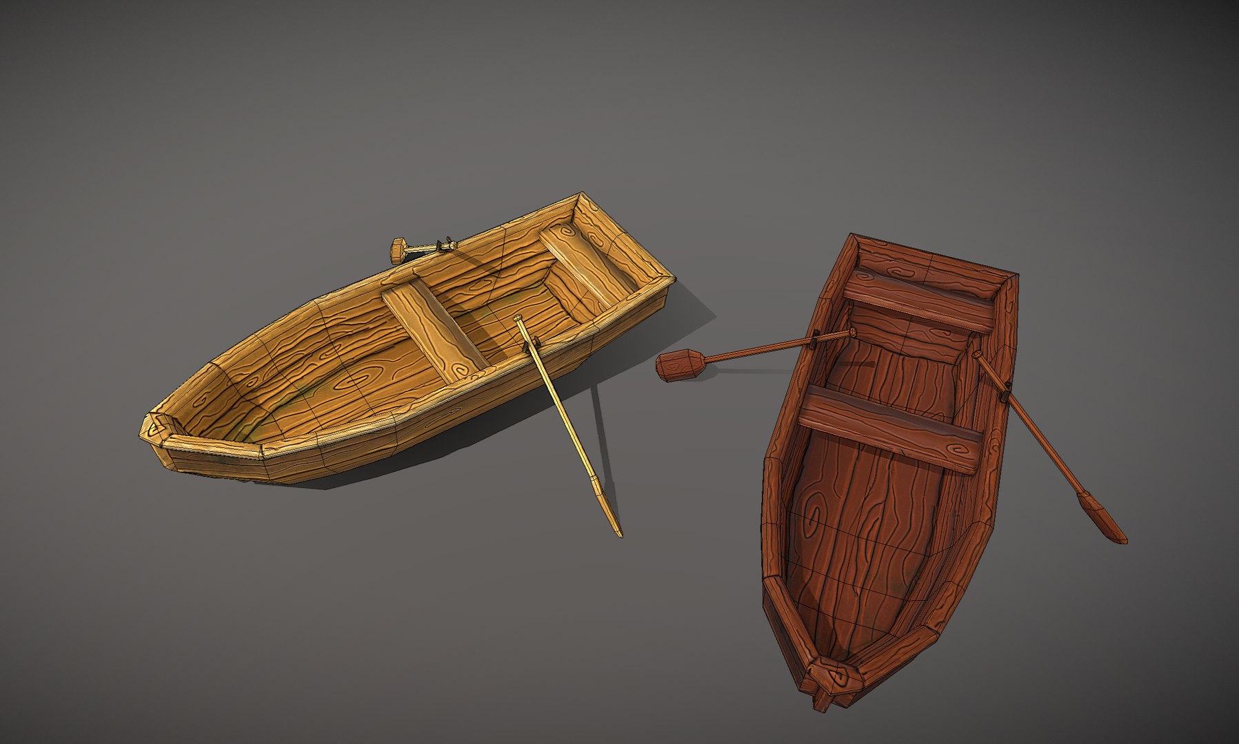 Stylized Hand Painted Lowpoly Boat In Fantasy Cartoon Style 3D Model ...