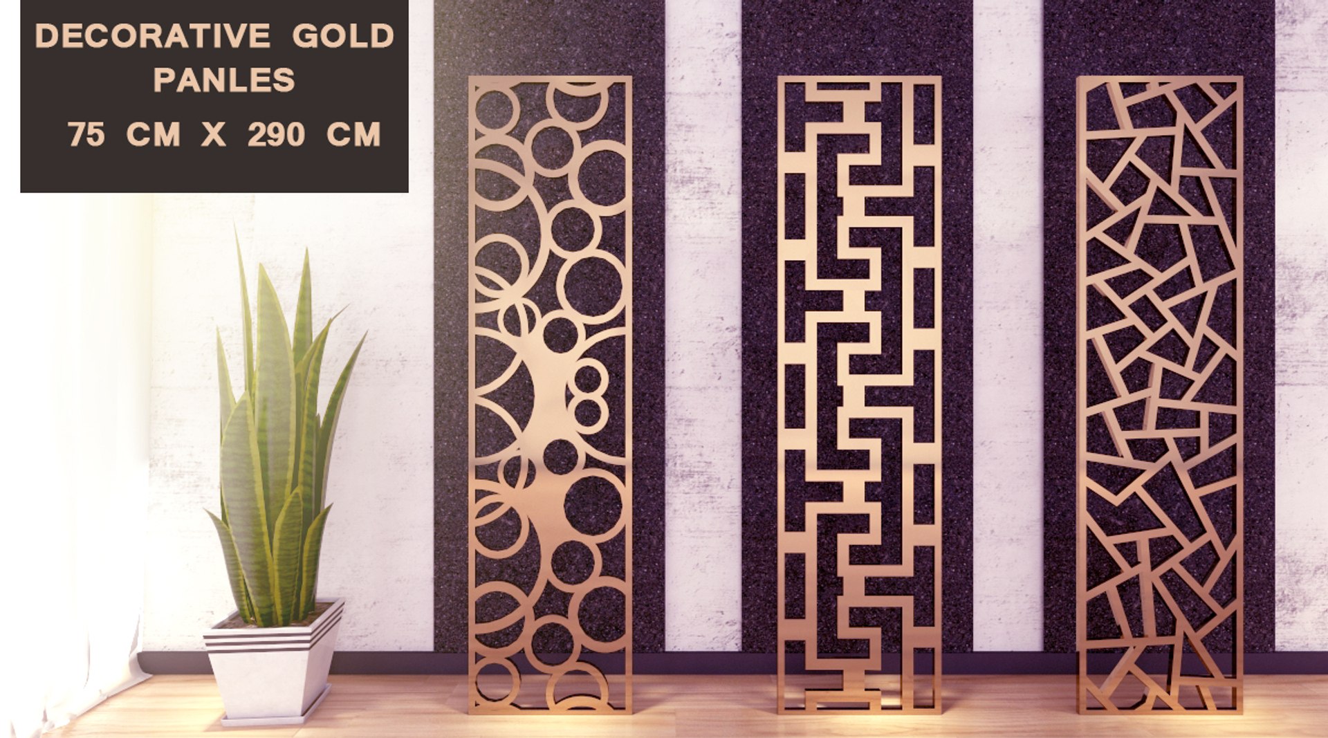 3 Decorative Gold Panels 3D Model - TurboSquid 1191946