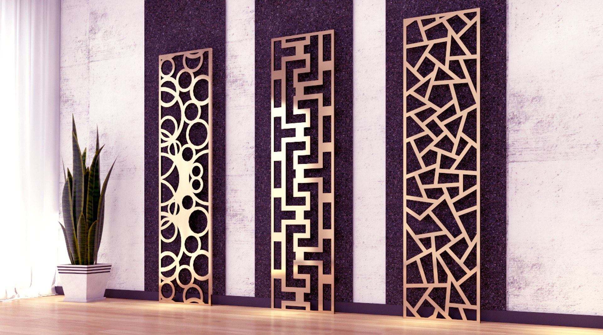 3 Decorative Gold Panels 3D Model - TurboSquid 1191946