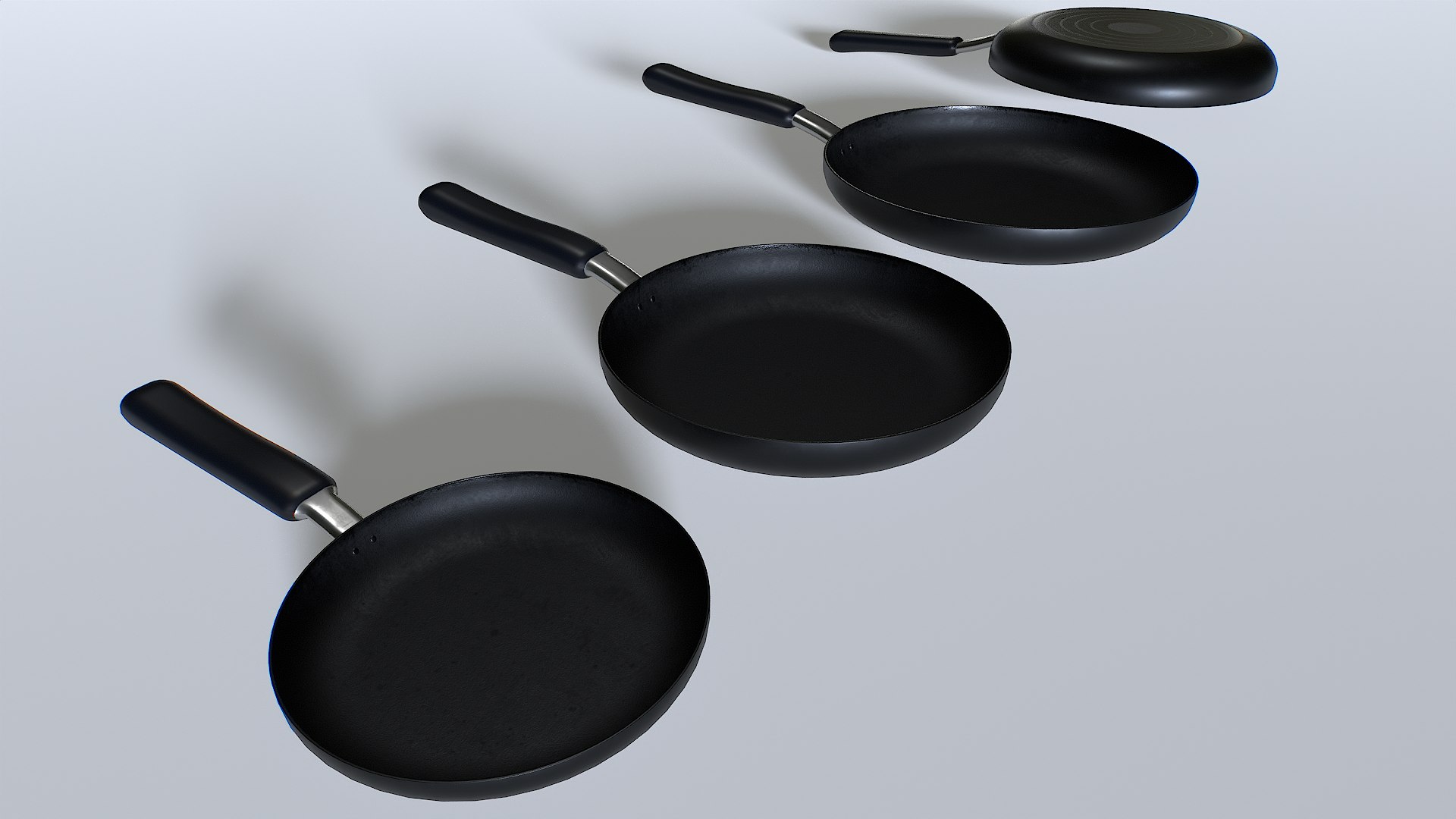 3D Frying Pans Set 3 Model - TurboSquid 2373397