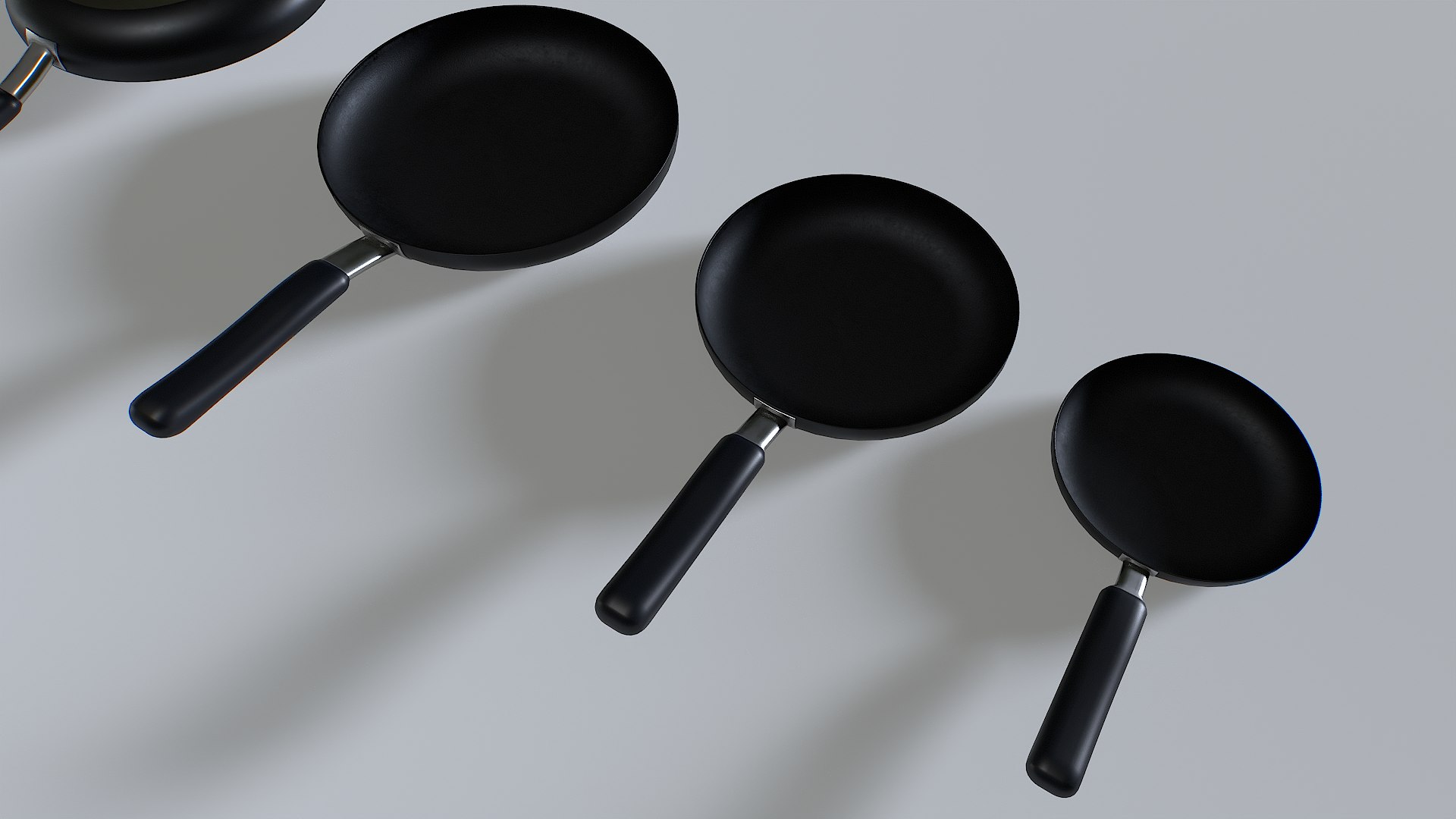 3D Frying Pans Set 3 Model - TurboSquid 2373397