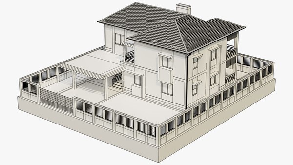 modelo 3d Casa de ladrillo de dos plantas - TurboSquid 2238973