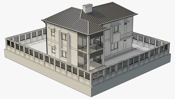 modelo 3d Casa de ladrillo de dos plantas - TurboSquid 2238973