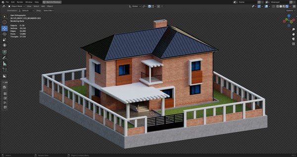 modelo 3d Casa de ladrillo de dos plantas - TurboSquid 2238973