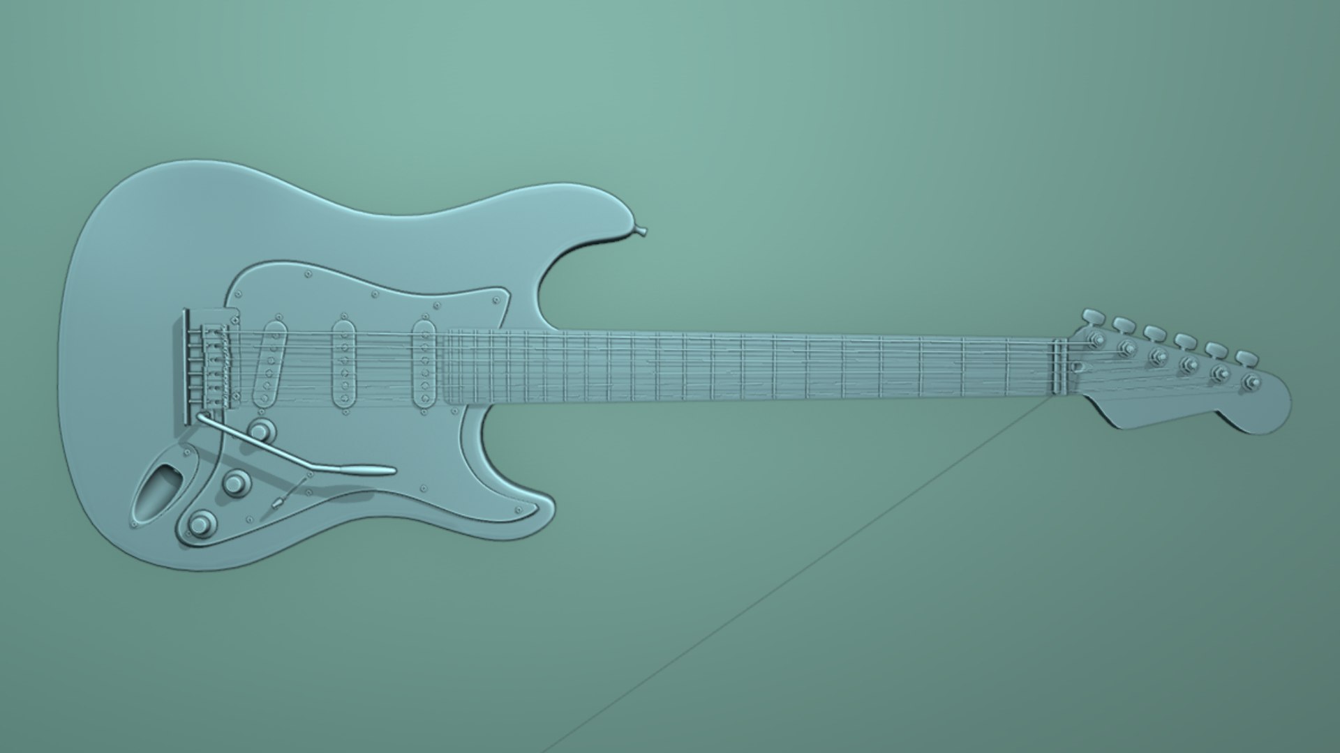 3D Green Electric Guitar Fender Stratocaster With Case - TurboSquid 2378687