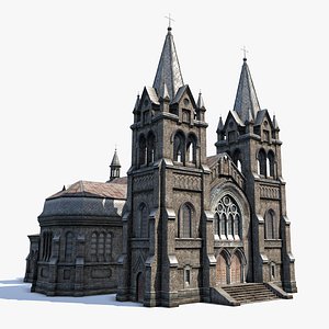 3d model of cathedral church achitecture