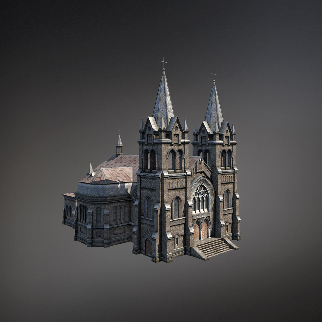 3d gothic cathedral exteriors model
