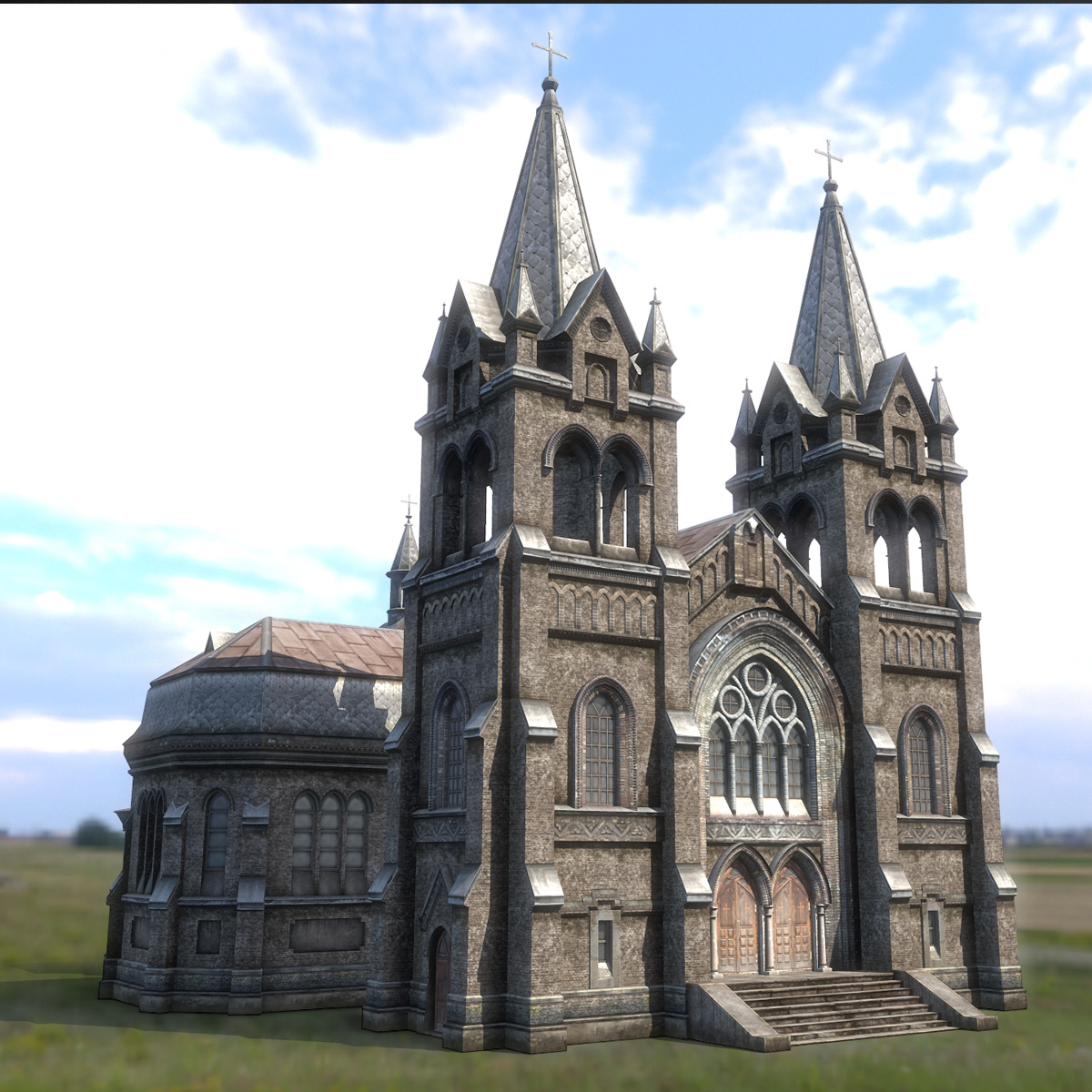 3d gothic cathedral exteriors model