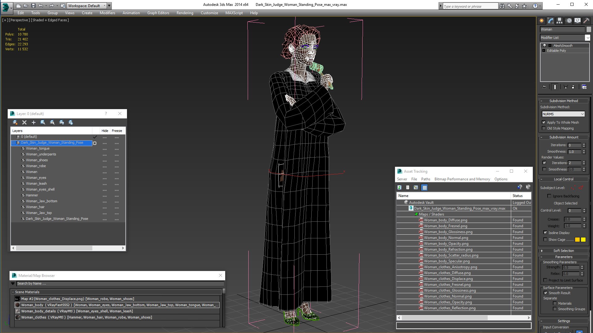 3D dark skin judge woman model - TurboSquid 1669439