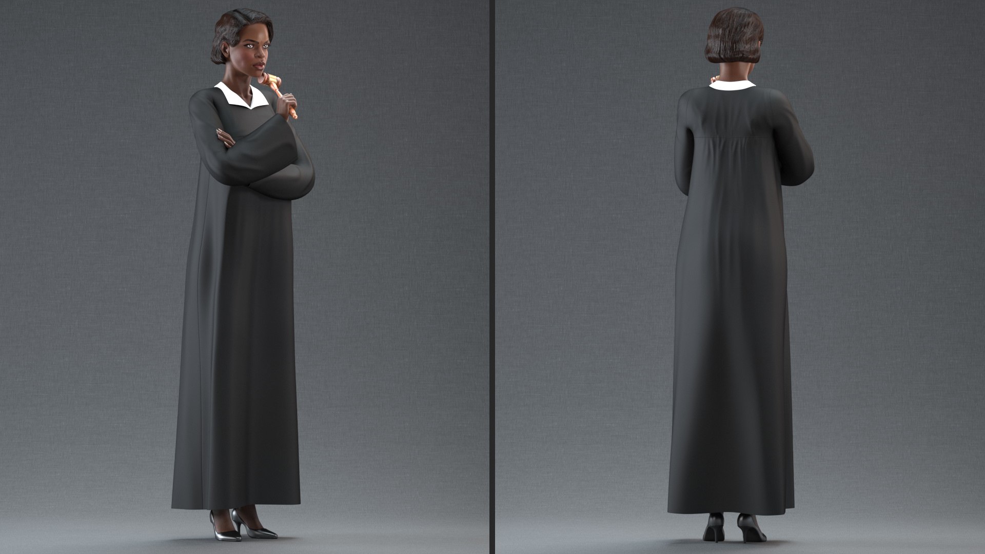 3D dark skin judge woman model - TurboSquid 1669439