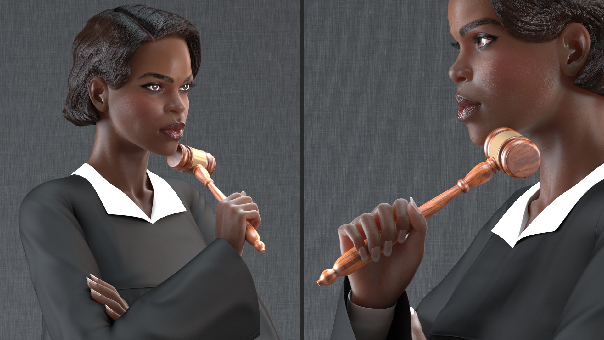 3D dark skin judge woman model - TurboSquid 1669439