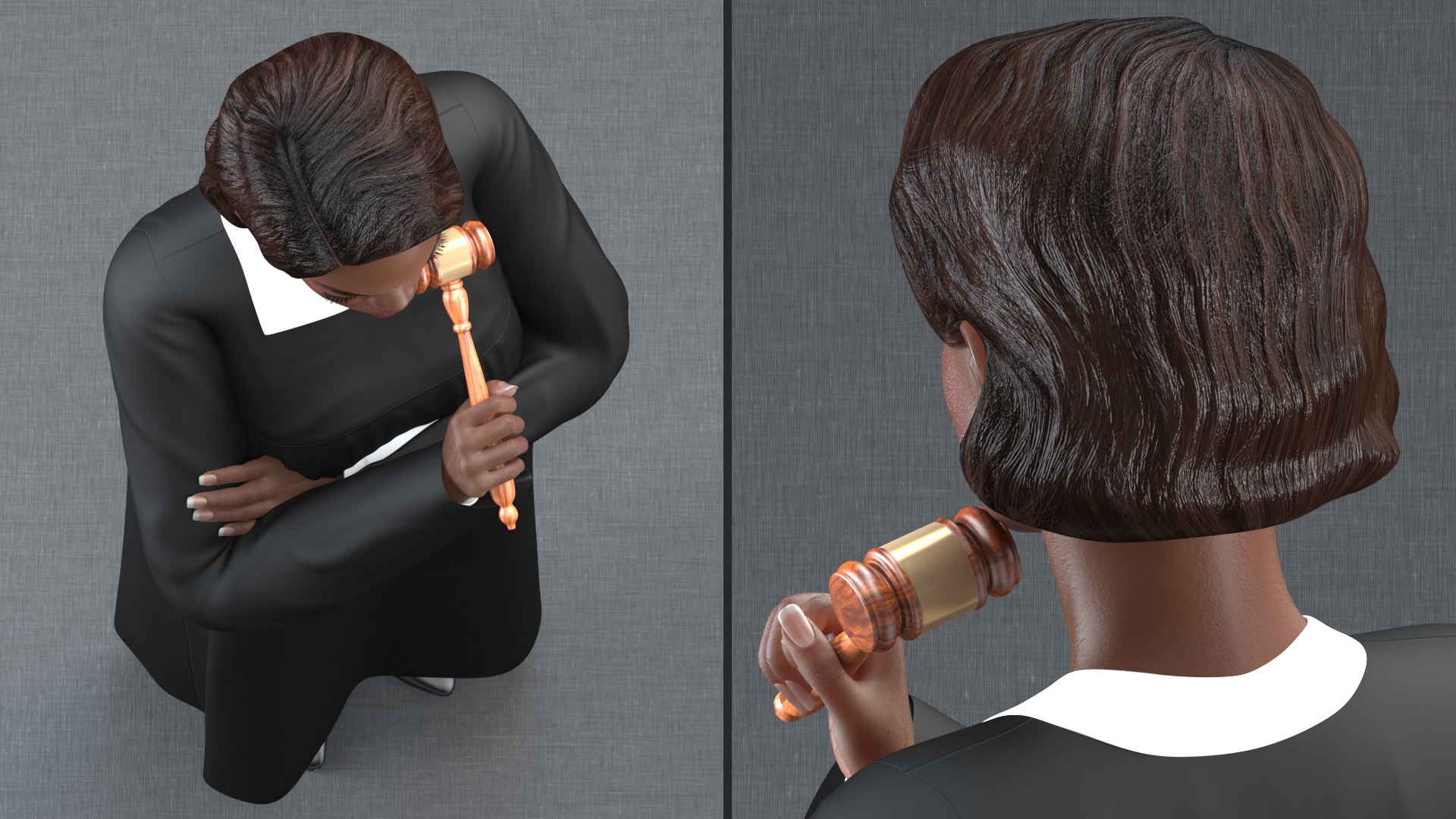 3D dark skin judge woman model - TurboSquid 1669439