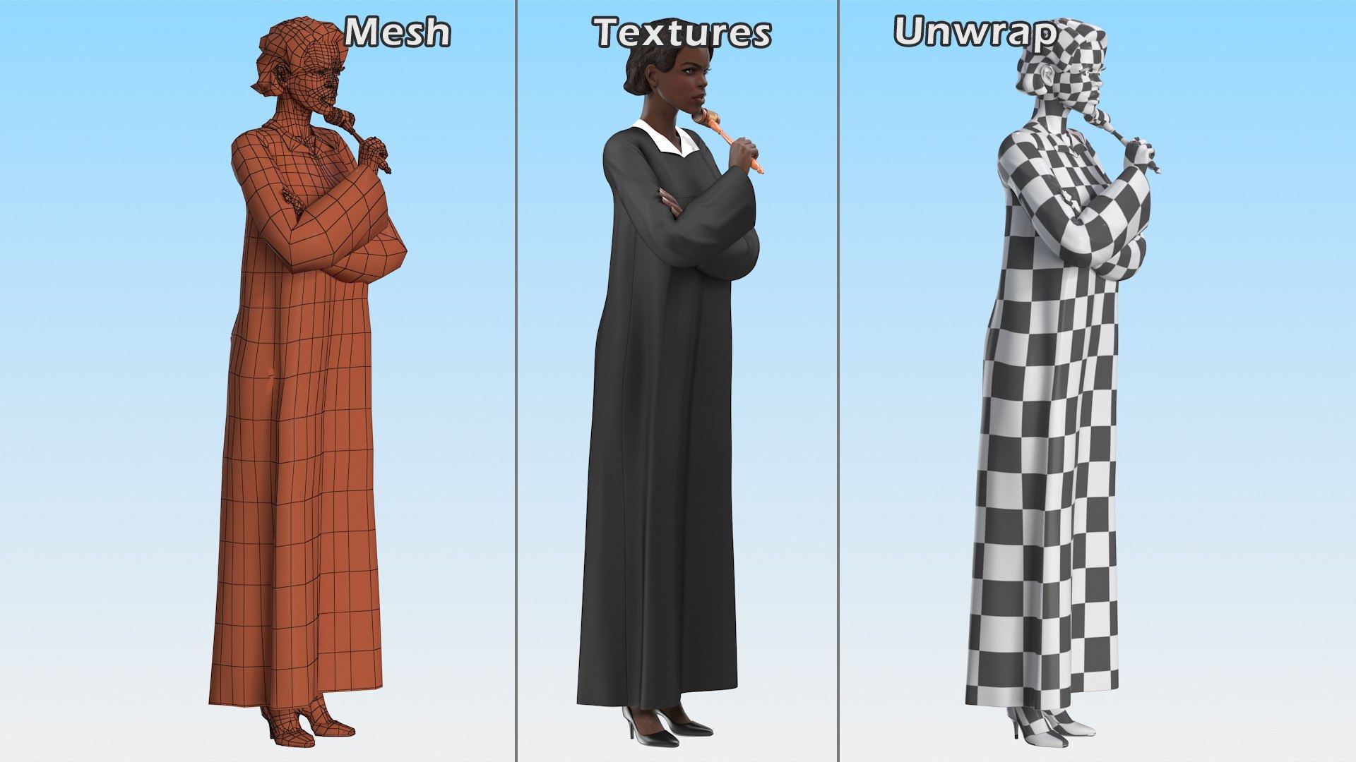 3D dark skin judge woman model - TurboSquid 1669439